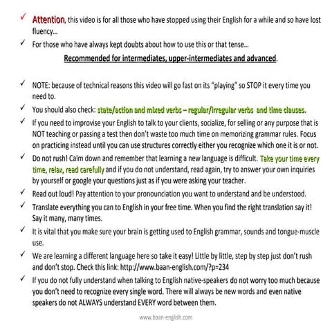 English tenses slideshare with BAAN ENGLISH | PPT