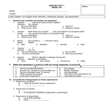 English test 1 | DOC