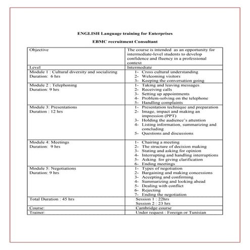 English training programme | PDF