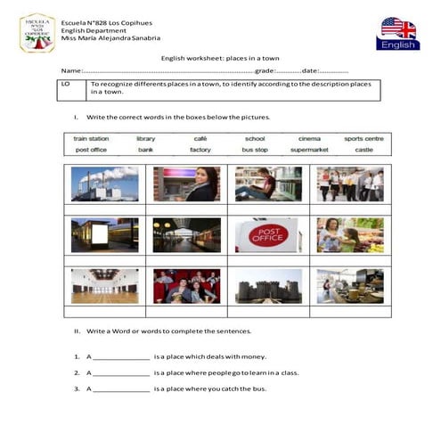 English worksheet places in a town | DOC