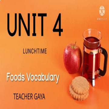 Food vocabulary for Year 1 includes apple, banana, orange, rice, bread ...