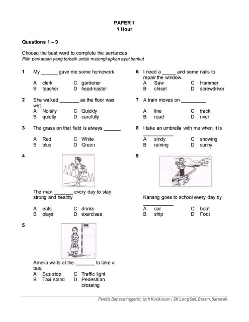 english test-year-3-paper-2 | DOCX | Standardized Testing | Educational ...