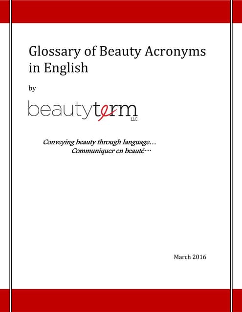 English Glossary of Beauty Acronyms | PDF English Glossary of Beauty Acronyms | PDF