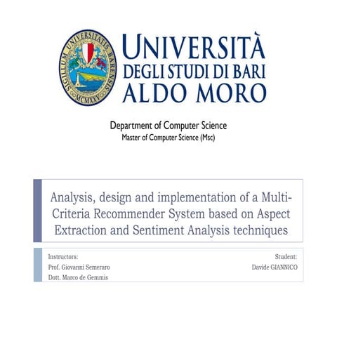Analysis Design And Implementation Of A Multi Criteria Recommender