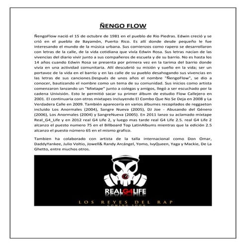 Biografia de ñengo flow | DOCX