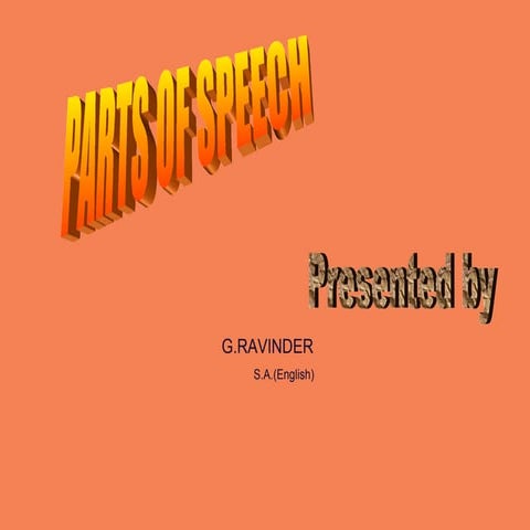 Parts Of Speech 01 | PPT