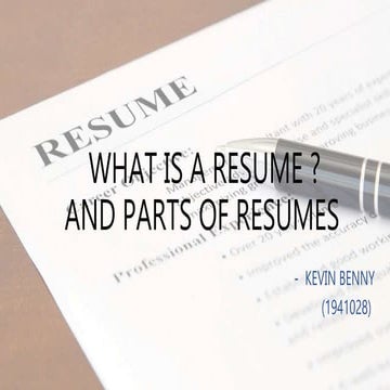 Components of Resume (Main Parts of a Resume) | PPTX