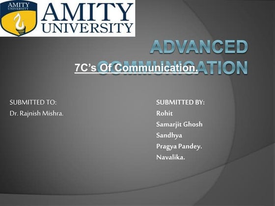 7 C's Of Communication Presentation | Ppt