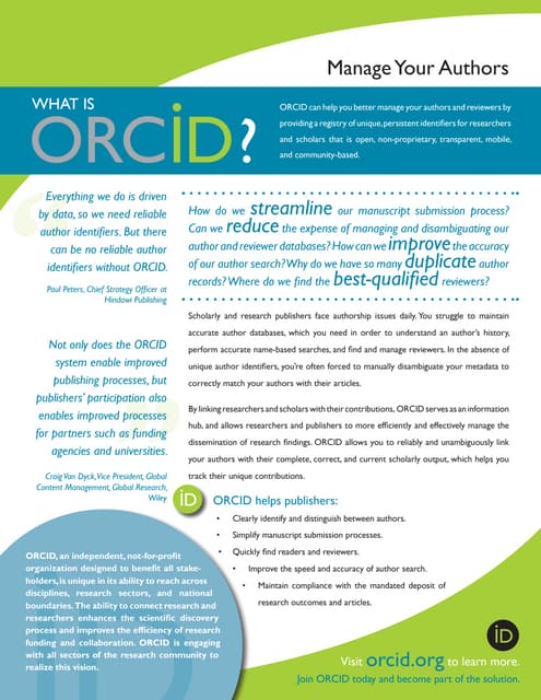ORCID for Researchers and Scholars | PDF