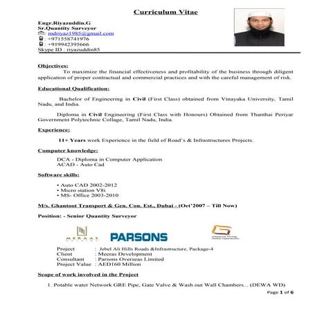 Engr.riyaz cv 02 11-15-2 | DOC | Civil Engineering Industry | Industries