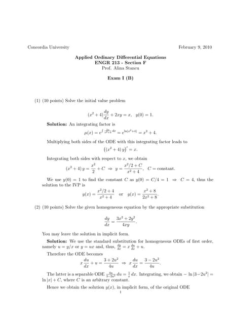 Differential Equation Tutorial 1 | PDF