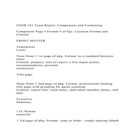 ENGR 231 Team Report Components and Formatting Component .docx