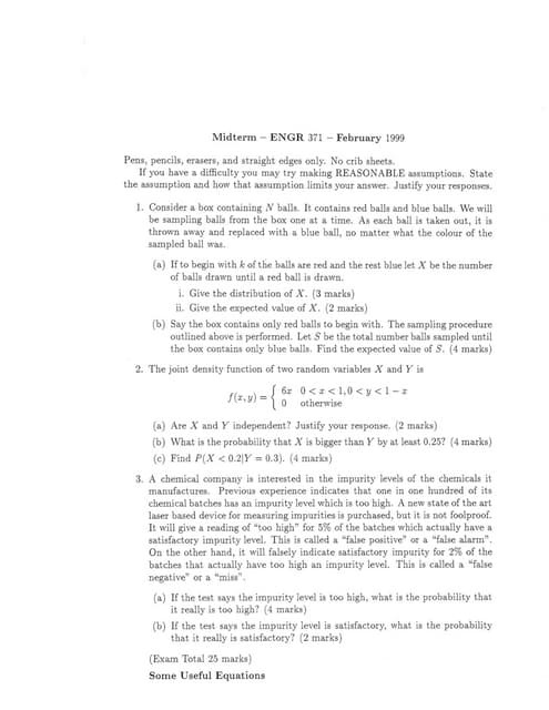 Engr 371 final exam august 2003 | PDF