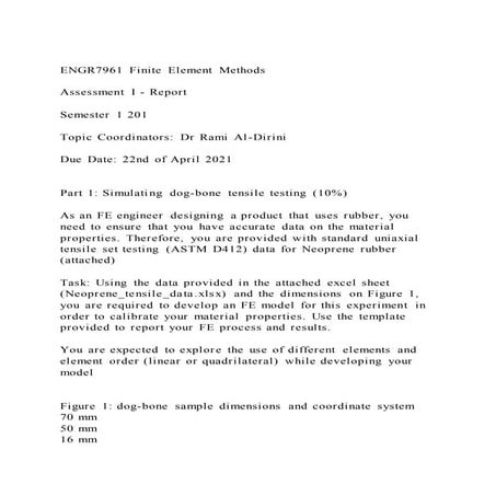 ENGR7961 Finite Element MethodsAssessment I - Report Semes | PDF
