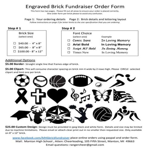Engraved brick fundraiser order form | PDF