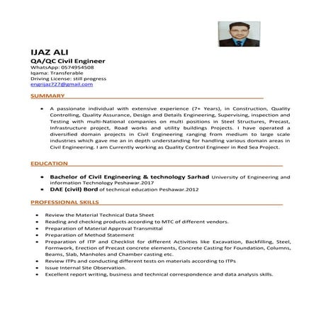 engr ijaz 1 qc civil engineer I did civil engineering from University ...