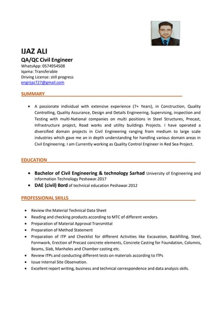 Civil Engineer CV | PDF