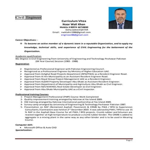 Engr Noor updated Cv for Senior Project Manager infrastructure and ...