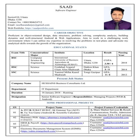 Engr Saad CV/Portfolio | PDF