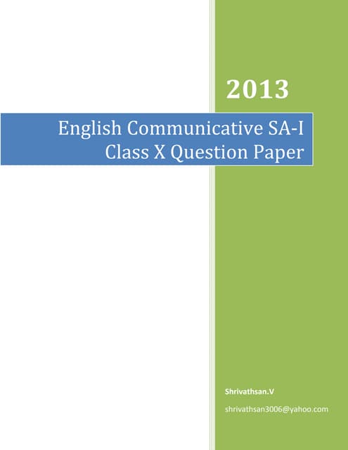 Class X Sa2 Question Paper Model | PDF