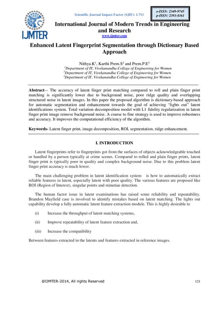A REVIEW ON LATENT FINGERPRINT RECONSTRUCTION METHODS | PDF A REVIEW ON LATENT FINGERPRINT RECONSTRUCTION METHODS | PDF