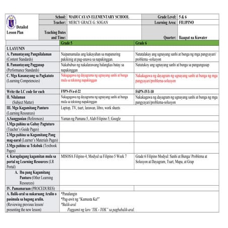 Lesson plan 4th Quarter SLAC FILIPINO 5 paggawa .....docx