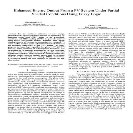 Enhanced energy output from a pv system under partial shaded conditions using fuzzy logic | DOC ...