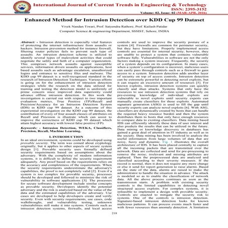Enhanced Method For Intrusion Detection Over Kdd Cup 99 Dataset Pdf 8608