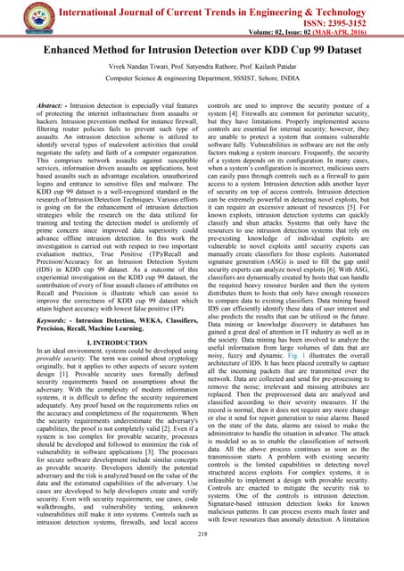 Enhanced Method For Intrusion Detection Over Kdd Cup 99 Dataset Pdf 8608
