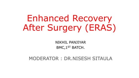 Enhanced Recovery After Surgery | PPT