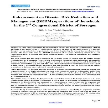 Enhancement on Disaster Risk Reduction and Management (DRRM) operations ...