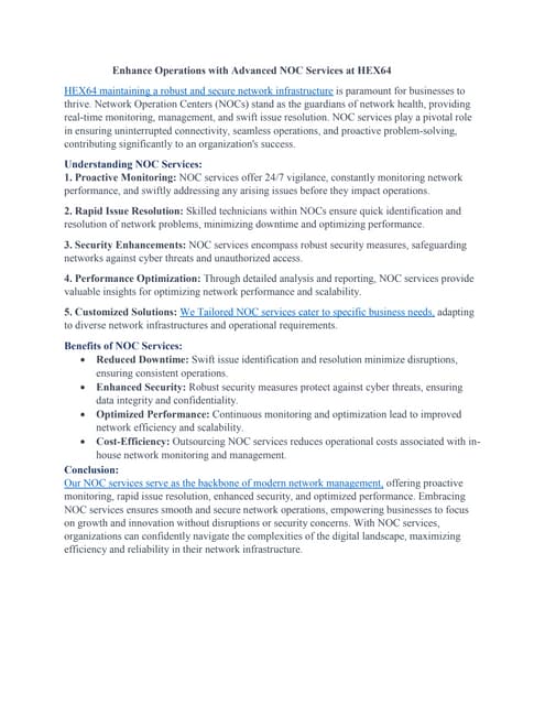 Network operations center (noc) | PPT