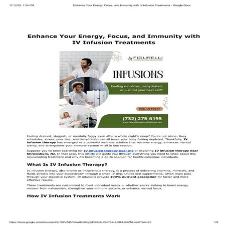 Enhance Your Energy, Focus, and Immunity with IV Infusion Treatments | PDF