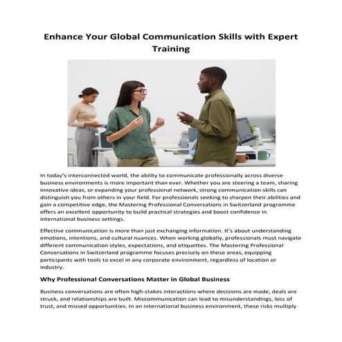 Enhance Your Global Communication Skills with Expert Training | PDF