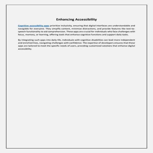 Cognitive accessibility apps | Enhancing Accessibility | PDF