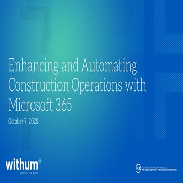Enhancing And Automating Construction Operations With M365 Pdf