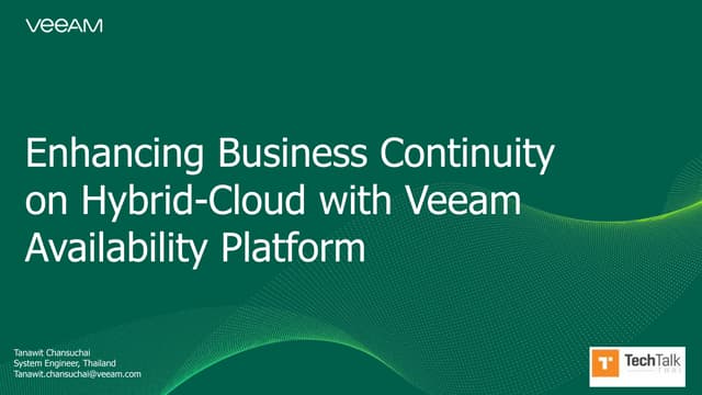 Enhancing Business Continuity On Hybrid Cloud With Veeam Availability
