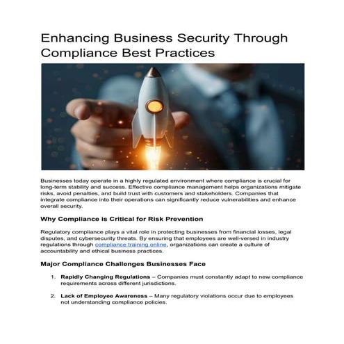 Enhancing Business Security Through Compliance Best Practices | PDF