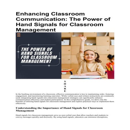 Enhancing Classroom Communication: The Power of Hand Signals for ...