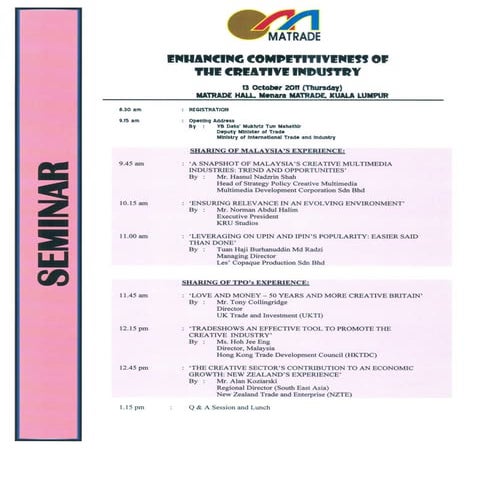 Enhancing Competitiveness Creative Industry Seminar 2011 - event ...