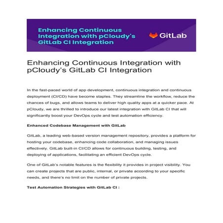 Enhancing Continuous Integration with pCloudy’s GitLab CI Integration ...