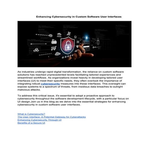Enhancing Cybersecurity in Custom Software User Interfaces - Zoondia ...
