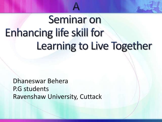 Life skills education BEd self awareness interpersonal skills thinking ...