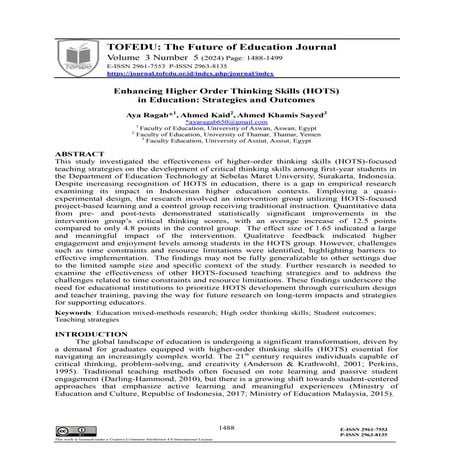 Enhancing Higher Order Thinking Skills (HOTS) in Education; Strategies and Outcomes .pdf