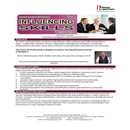 Enhancing influencing skills through nlp public program course brochure ...