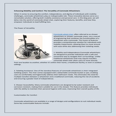Commodes on Wheels - Unmatched Comfort & Mobility | PDF