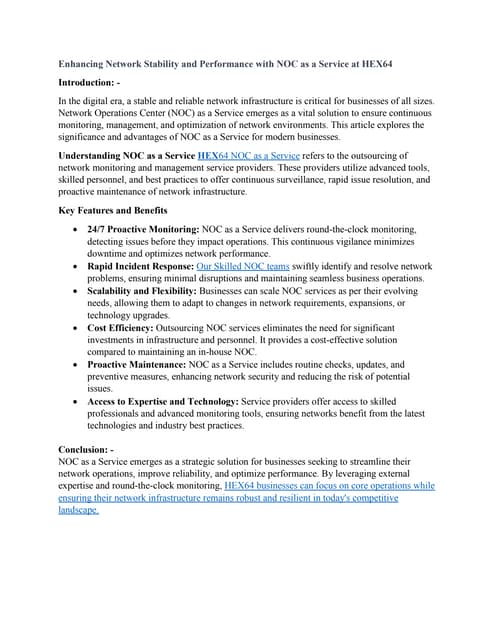 Network operations center (noc) | PPT