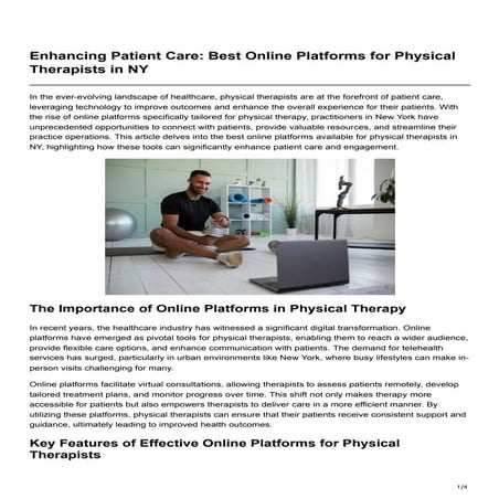 Enhancing Patient Care Best Online Platforms for Physical Therapists in ...