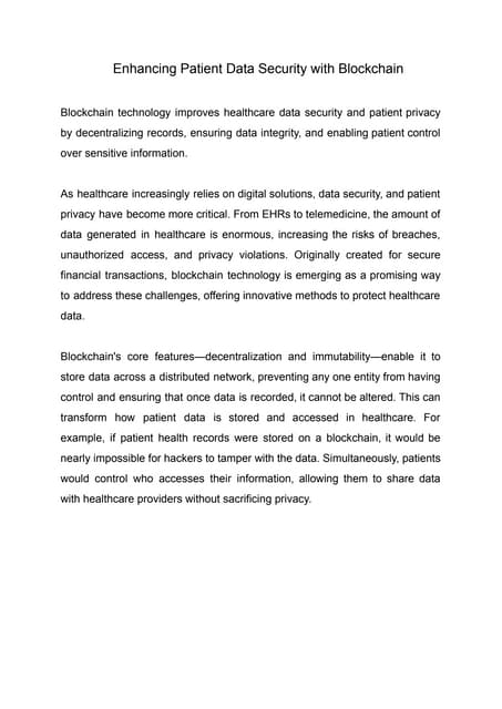 Blockchain Healthcare Use Cases In Digital Health | PDF