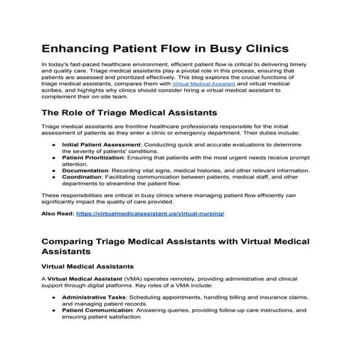 Enhancing Patient Flow in Busy Clinics.docx | First Aid | Injuries